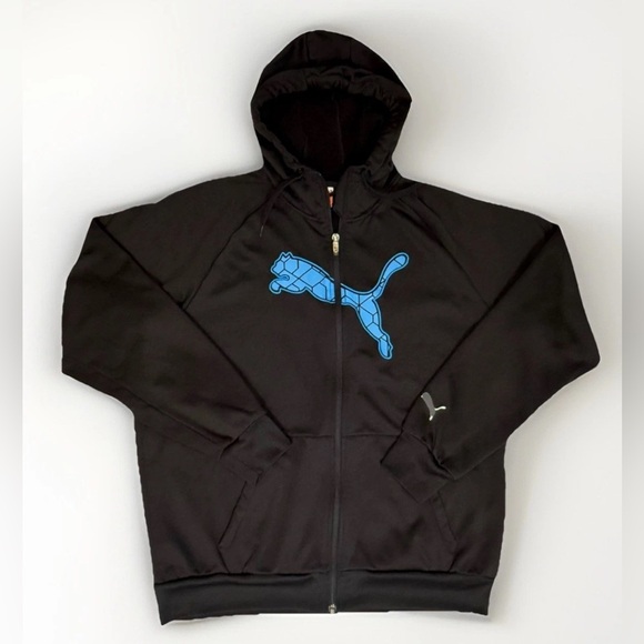 Puma | Shirts | Puma Full Zip Black Hoodie Mens L Blue Stitchedlogo Dry ...
